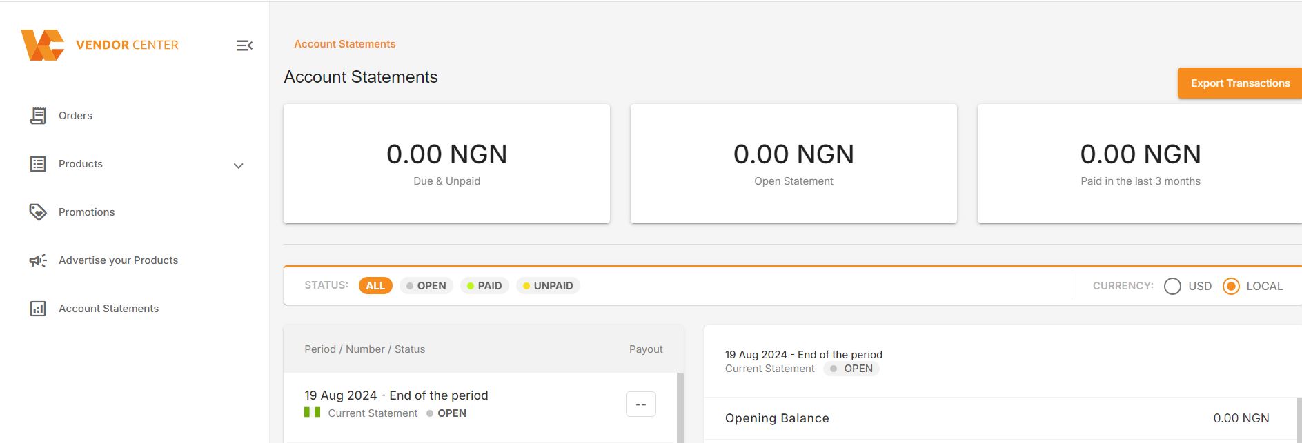 Understand your account statement VC - Jumia VendorHub NG